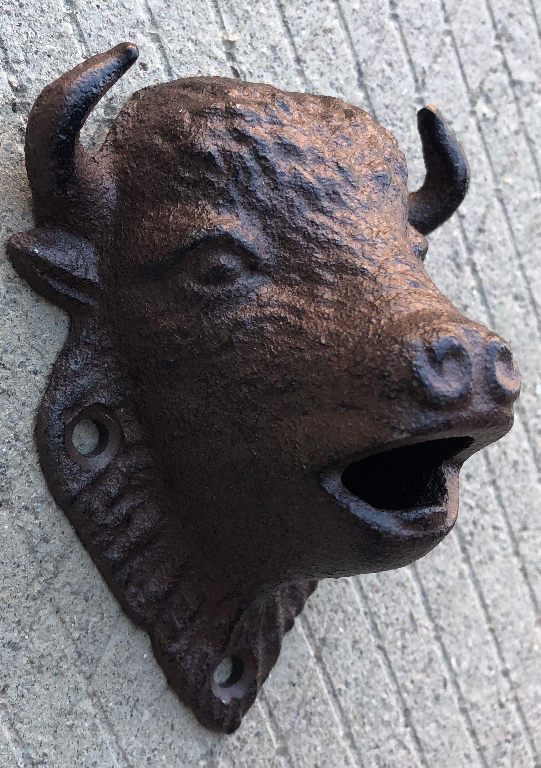 Wall Mounted Buffalo Bottle Opener Beer Soda Bar Home Man Cave Cabin Cast Iron