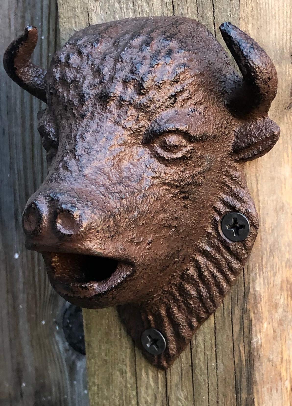 Wall Mounted Buffalo Bottle Opener Beer Soda Bar Home Man Cave Cabin Cast Iron