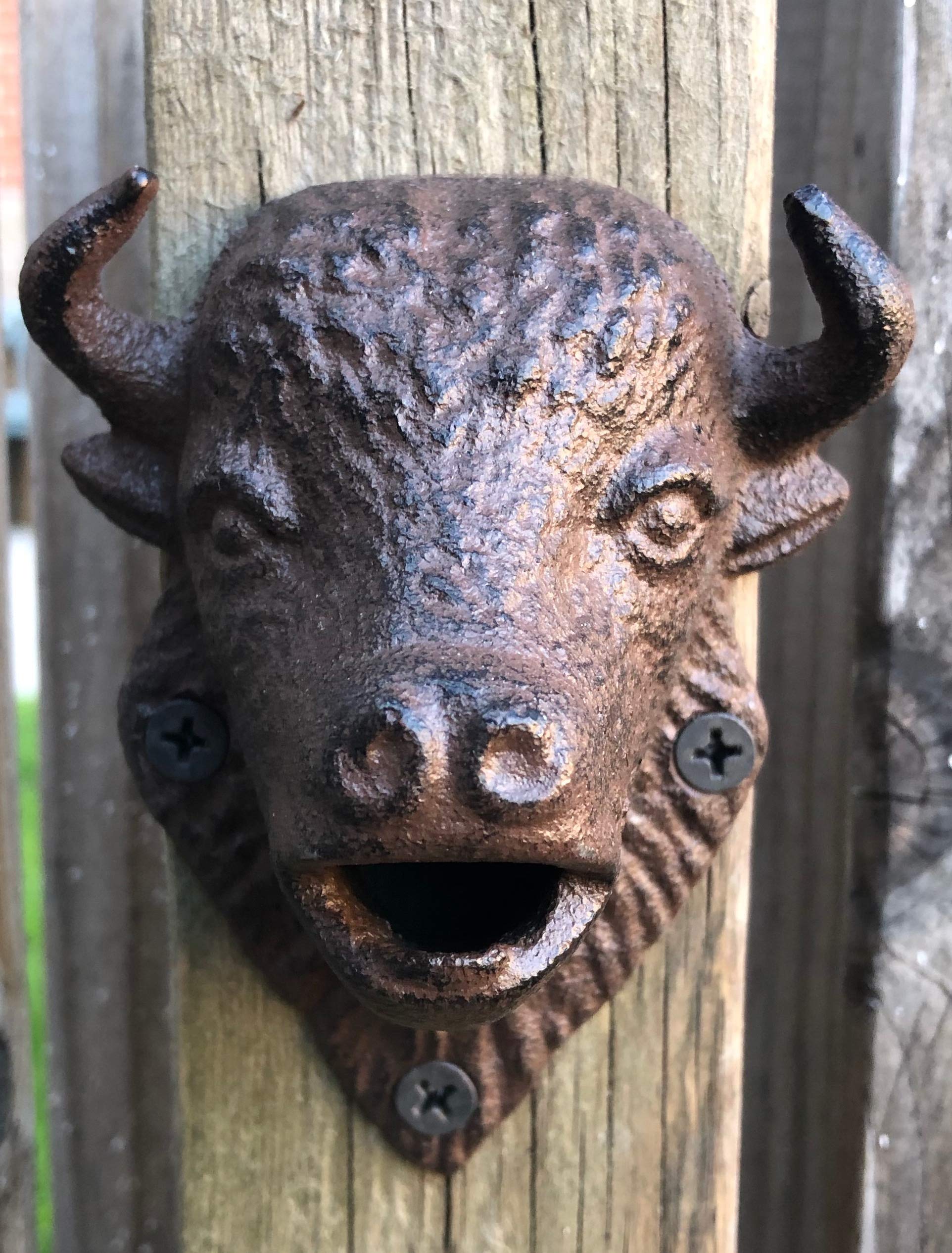 Wall Mounted Buffalo Bottle Opener Beer Soda Bar Home Man Cave Cabin Cast Iron