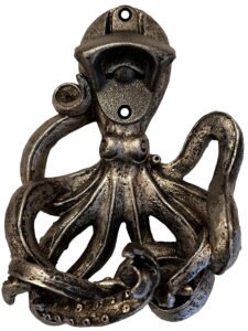 octopus bottle opener - wall mount nautical ocean beach coastal decor