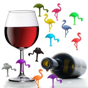 Wine Charms Glass Markers12 Pcs Flamingo Wine Markers Flamingo Party Decorations Animal Goblet Marking Silicone Wine Glass Marking Label