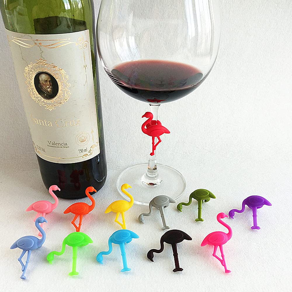 Wine Charms Glass Markers12 Pcs Flamingo Wine Markers Flamingo Party Decorations Animal Goblet Marking Silicone Wine Glass Marking Label