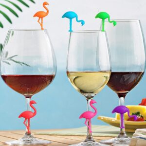 Wine Charms Glass Markers12 Pcs Flamingo Wine Markers Flamingo Party Decorations Animal Goblet Marking Silicone Wine Glass Marking Label