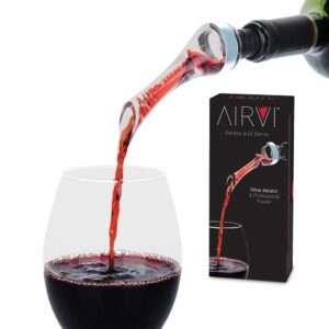 airvi wine aerator and professional pourer, premium wine decanter spout and red wine enhancer, ideal gifts for wine accessories, enhances taste and texture, fits standard wine bottles