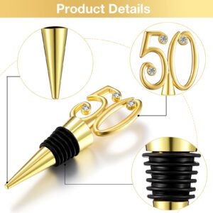 15 Pieces Birthday Wine Stopper for Birthday Party Favors Presents Zinc Alloy Silicone Wine and Beverage Bottle Stoppers Wedding Anniversary Souvenirs Decorations for Guests (50 Years Old)