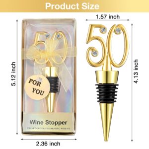 15 Pieces Birthday Wine Stopper for Birthday Party Favors Presents Zinc Alloy Silicone Wine and Beverage Bottle Stoppers Wedding Anniversary Souvenirs Decorations for Guests (50 Years Old)