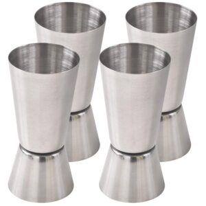 newk double jigger for bartending, 1/2 & 1 oz(15 & 30 ml) stainless steel cocktail measuring jigger (set of 4)