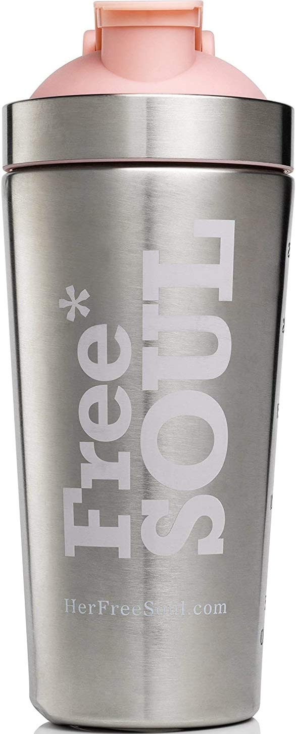 Steel Protein Shaker Bottle 24-Ounce | 700ml Stainless Steel Metal BPA Free | No Plastic Smell | Leak Proof | in-Built Grill for Lump-Free Mixing | Wash by Hand | Free Soul