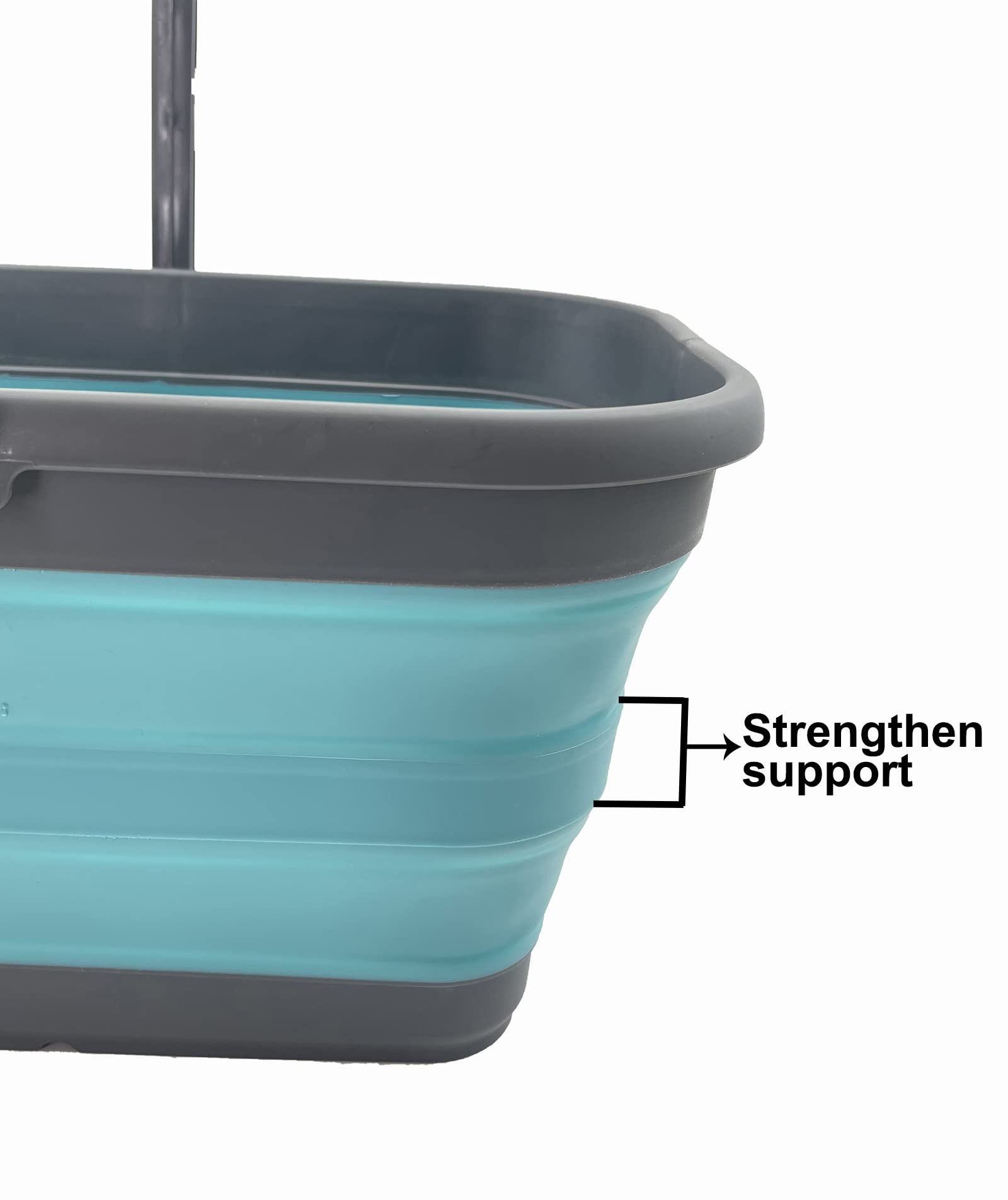 SAMMART 12L (3.1 Gallon) Collapsible Rectangular Handy Basket/Bucket/Multiuse Foldable Water Pail for Camping, Fishing (Alloy Grey + Crystal Blue (Set of 2))