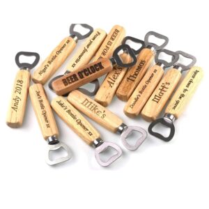 Personalized Beer Bottle Opener Corkscrew Wedding Party Favors Gift for Guests Bulk Custom Wood Engraved Opener Groomsmen/Birthday/Bachelor Party Bottle Opener Gifts Wine Corkscrew(B 65PC)