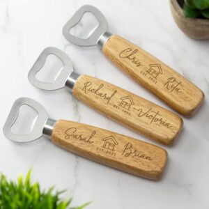 Personalized Beer Bottle Opener Corkscrew Wedding Party Favors Gift for Guests Bulk Custom Wood Engraved Opener Groomsmen/Birthday/Bachelor Party Bottle Opener Gifts Wine Corkscrew(B 65PC)