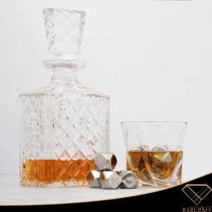 Barluxia Stainless Steel Ice Cube Gift Set of 8 Polygon Reusable Metal Ice Cubes, Ice Tongs & Storage Tray - Whiskey Rocks/Chilling Stones for Whiskey, Wine, Cocktails or Any Drinks