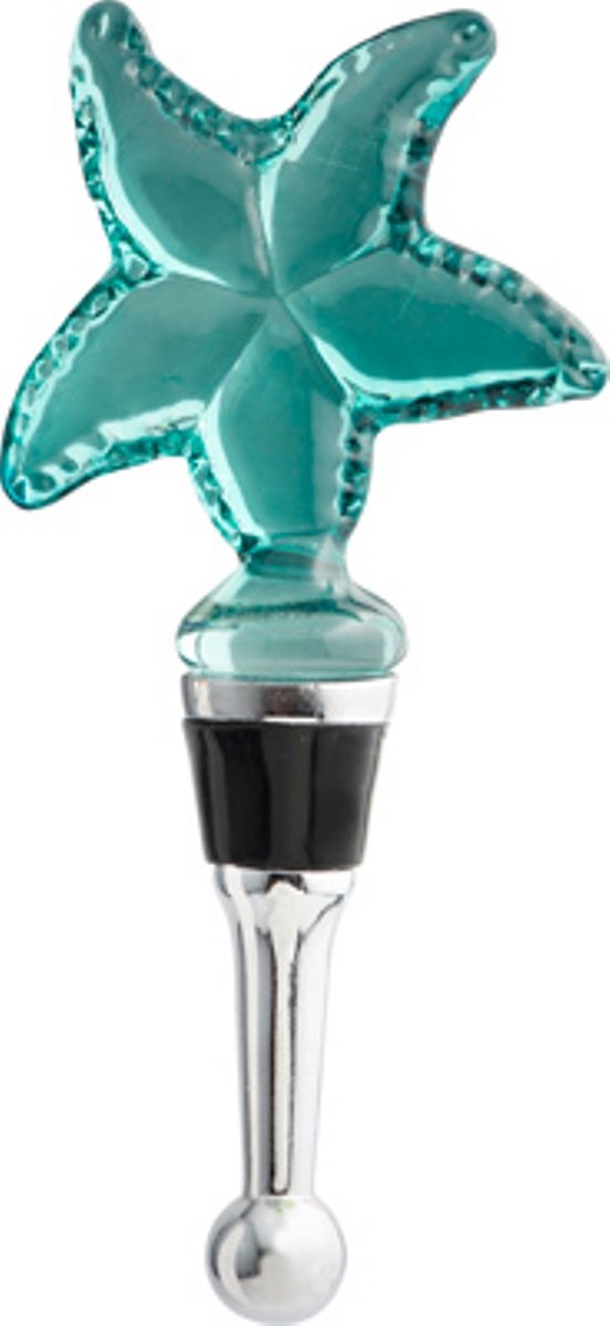 Blue Glass Starfish Wine Bottle Stopper