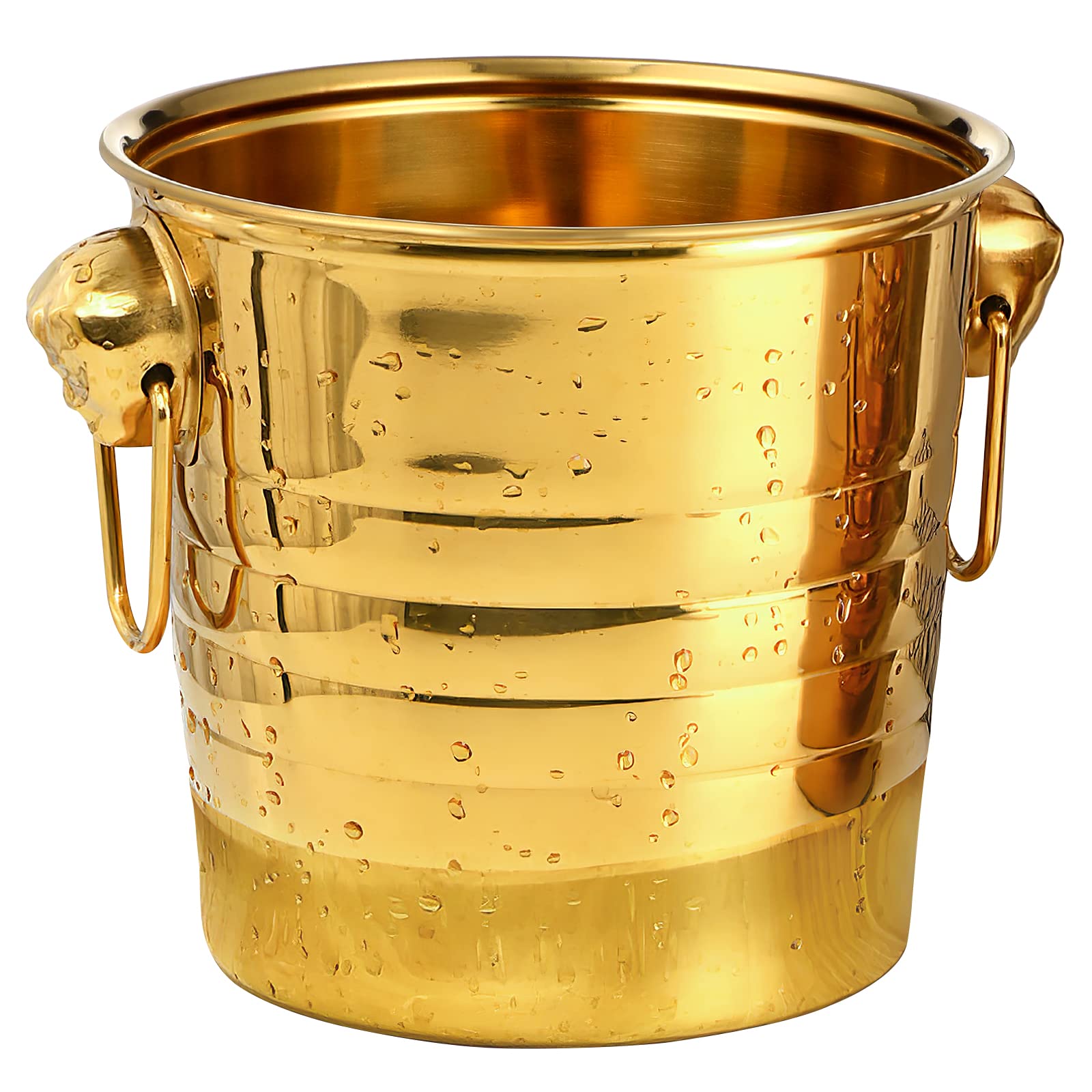 BESTOYARD Metal Ice Buckets Stainless Steel Ice Bucket Golden Cooler Bucket Champagne Wine Drinks Beer Bottles Container for Home Party Bar- 3L