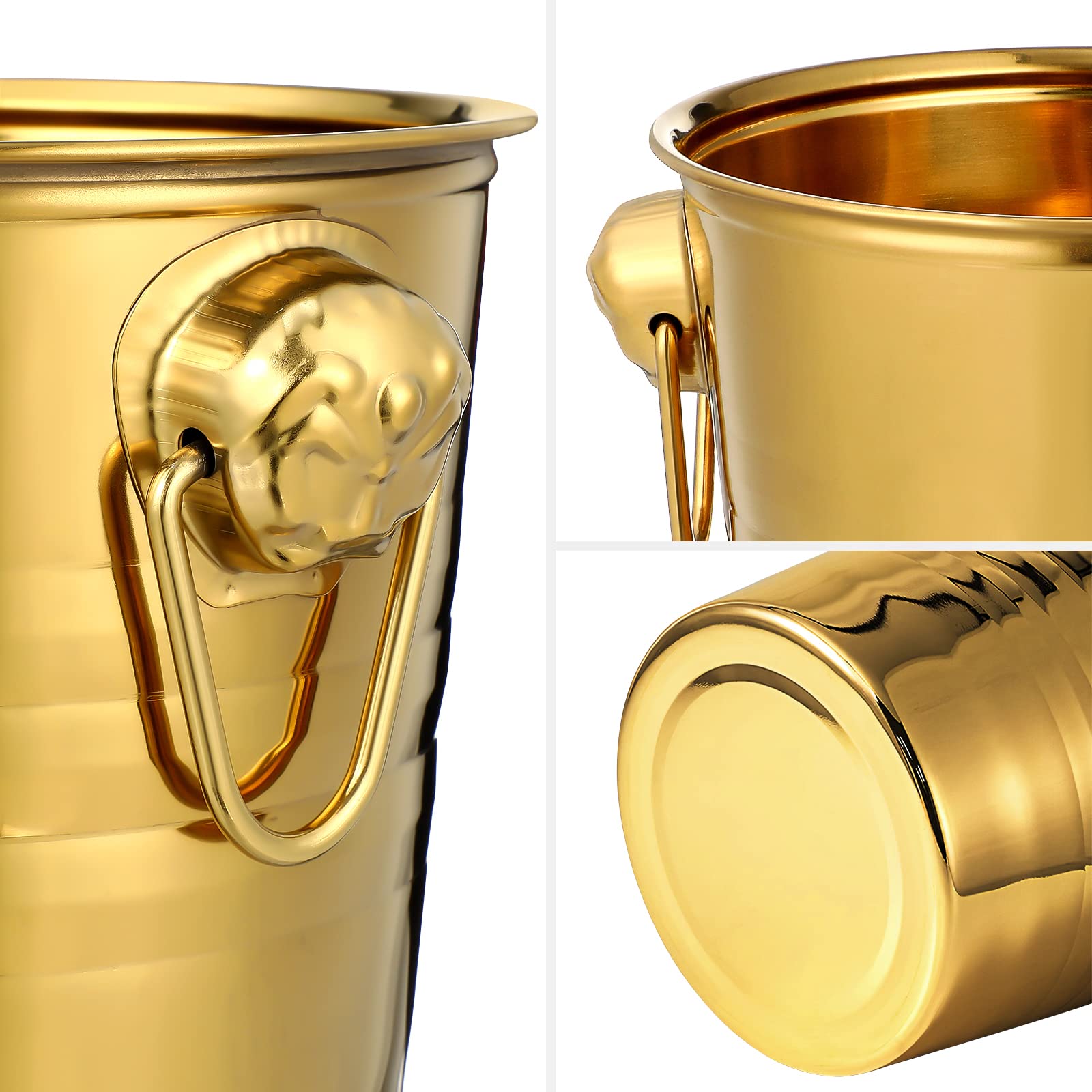 BESTOYARD Metal Ice Buckets Stainless Steel Ice Bucket Golden Cooler Bucket Champagne Wine Drinks Beer Bottles Container for Home Party Bar- 3L