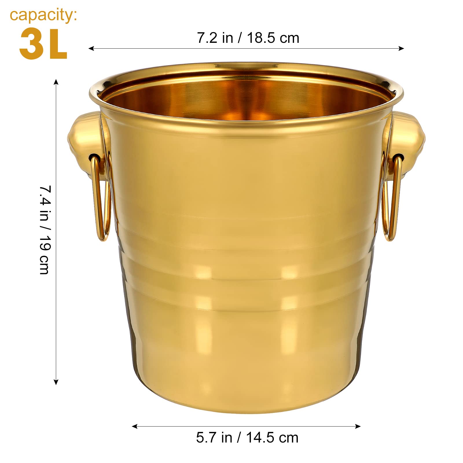 BESTOYARD Metal Ice Buckets Stainless Steel Ice Bucket Golden Cooler Bucket Champagne Wine Drinks Beer Bottles Container for Home Party Bar- 3L