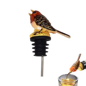 wine aerator pourer, enamel glaze colorful bird liqour pourer with bottle stopper retro style premium stainless steel wine pourer bottle pour spout stopper