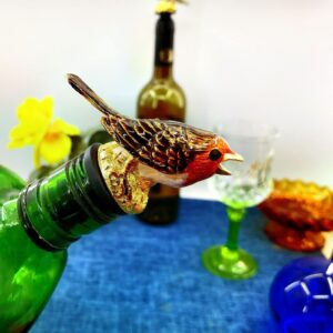 Wine Aerator Pourer, Enamel Glaze Colorful Bird Liqour Pourer with Bottle Stopper Retro Style Premium Stainless Steel Wine Pourer Bottle Pour Spout Stopper