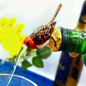 Wine Aerator Pourer, Enamel Glaze Colorful Bird Liqour Pourer with Bottle Stopper Retro Style Premium Stainless Steel Wine Pourer Bottle Pour Spout Stopper