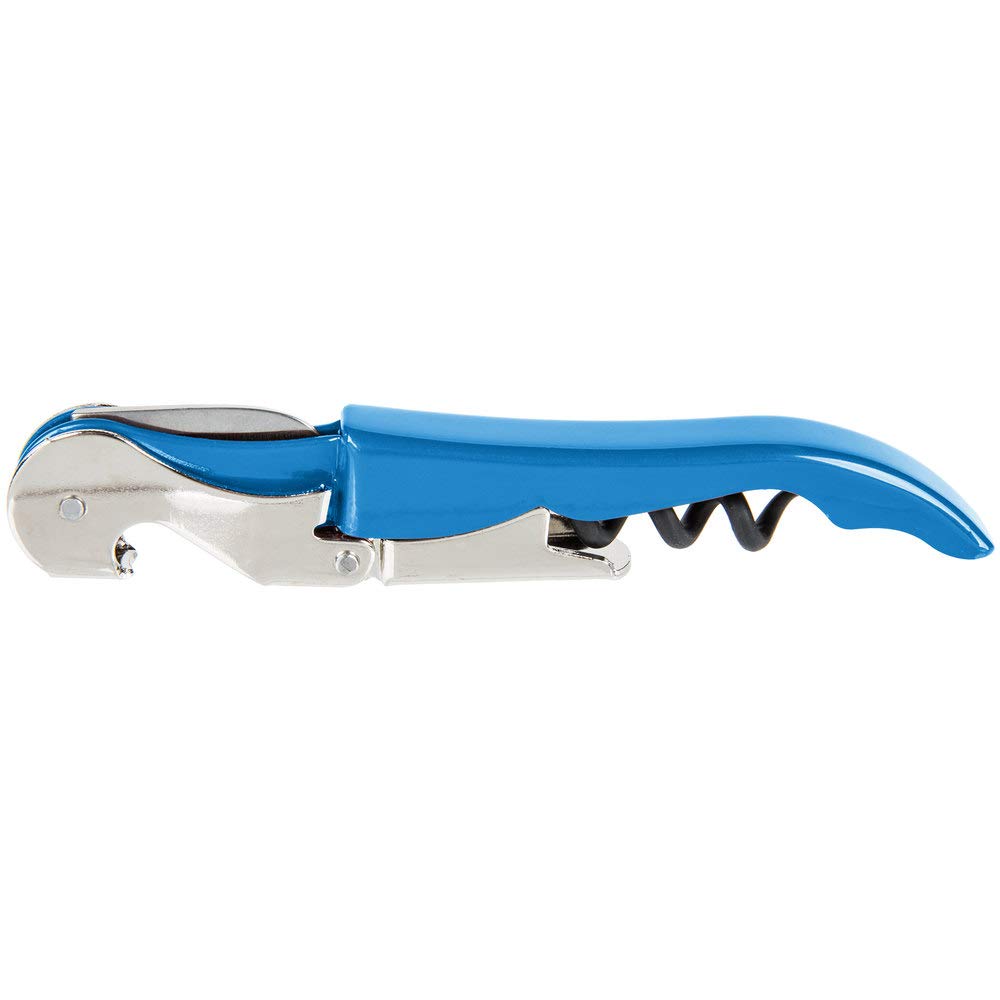 Pulltap's Double-Hinged Waiters Corkscrew, Wine Opener and Foil Cutter, Beer Bottle Opener, Bright Blue