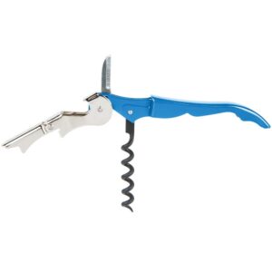 Pulltap's Double-Hinged Waiters Corkscrew, Wine Opener and Foil Cutter, Beer Bottle Opener, Bright Blue