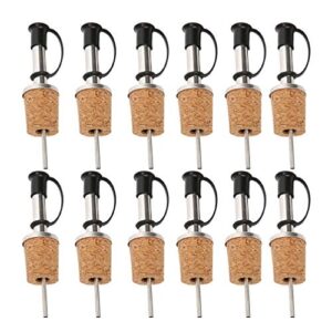 yardwe bottle caps 12pcs stainless steel wine pourers liquor pour spouts set cork design for wine liquor olive oil coffee syrup vinegar bottles