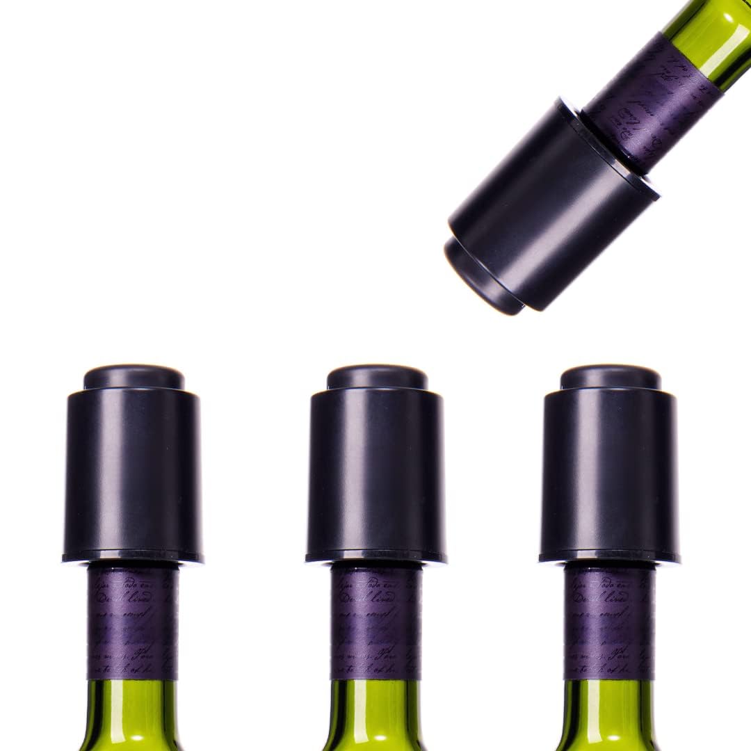 Wine Stoppers for Wine Bottles (4-Pack) - Vacuum Wine Preserver Set - Wine Saver and Sealer for Bottles - Reusable Wine Corks for Glass Bottles - Wine Accessories and Gifts to Keep Wine Fresh