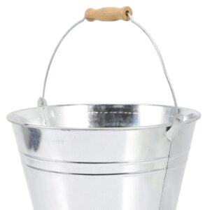 Zerodeko Ash Bucket with Handle, Fireplace Metal Bucket Charcoal Bucket Fireplace Ash Bucket Galvanized Coal and Hot Ash Pail for Indoor and Outdoor