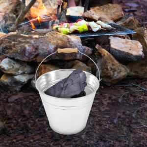 Zerodeko Ash Bucket with Handle, Fireplace Metal Bucket Charcoal Bucket Fireplace Ash Bucket Galvanized Coal and Hot Ash Pail for Indoor and Outdoor