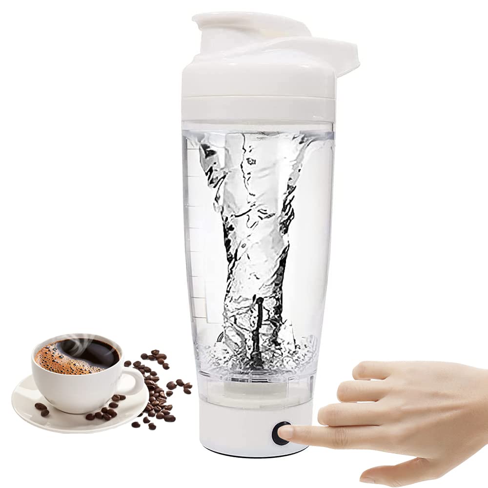 KesaPlan Self Mixing Mug Electric Protein Shaker Bottle, Protein Shaker Cup, 25 oz High-Torque Battery-Powered Blender Shake Bottle,Portable,Self-Stirring Mug for Various Powder (White)