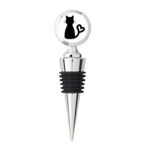 cat heart kitty cat lover metal steel bottle stopper winestopper