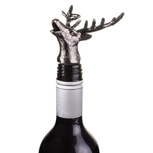 Emousport Stainless Steel Deer Stag Head Wine Pourer Unique Wine Bottle Stoppers Wine Aerators Bar Tools (Silvery)