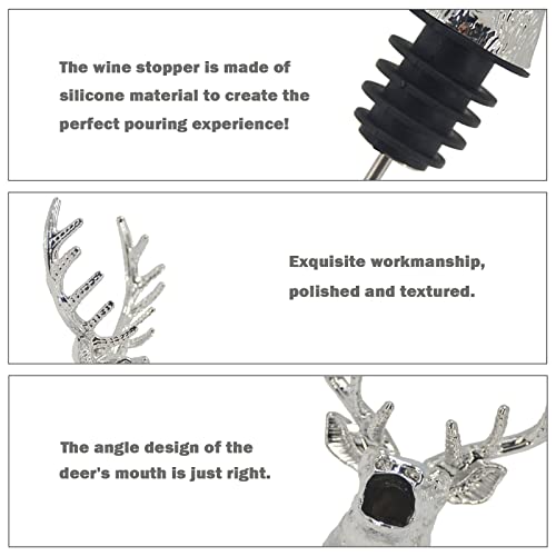 Emousport Stainless Steel Deer Stag Head Wine Pourer Unique Wine Bottle Stoppers Wine Aerators Bar Tools (Silvery)