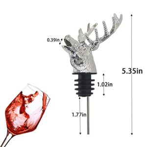 Emousport Stainless Steel Deer Stag Head Wine Pourer Unique Wine Bottle Stoppers Wine Aerators Bar Tools (Silvery)