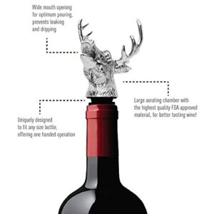 Emousport Stainless Steel Deer Stag Head Wine Pourer Unique Wine Bottle Stoppers Wine Aerators Bar Tools (Silvery)