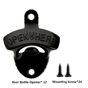 ZOOFOX 12 Pieces Wall Mounted Bottle Opener, Vintage Beer Bottle Opener with Screws, Sturdy Antique Metal Bottle Opener for Bar, KTV, Home and Outdoor