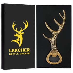 lkkcher deer antler beer bottle opener stag gifts for women men wife husband girlfriend boyfriend mom dad new home birthday party wedding lovely novelty sturdy bronze gadget christmas gift present