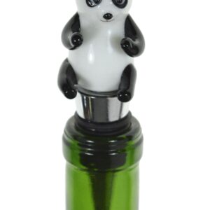 Glass Panda Bear Wine Stopper - Champagne/Wine Bottle Stopper, Decorative, Unique, Eye-Catching Glass Wine Stoppers – Panda Décor, Wine Accessories Gift for Hostess - Wine Corker / Sealer