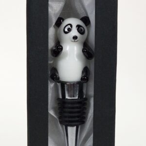 Glass Panda Bear Wine Stopper - Champagne/Wine Bottle Stopper, Decorative, Unique, Eye-Catching Glass Wine Stoppers – Panda Décor, Wine Accessories Gift for Hostess - Wine Corker / Sealer