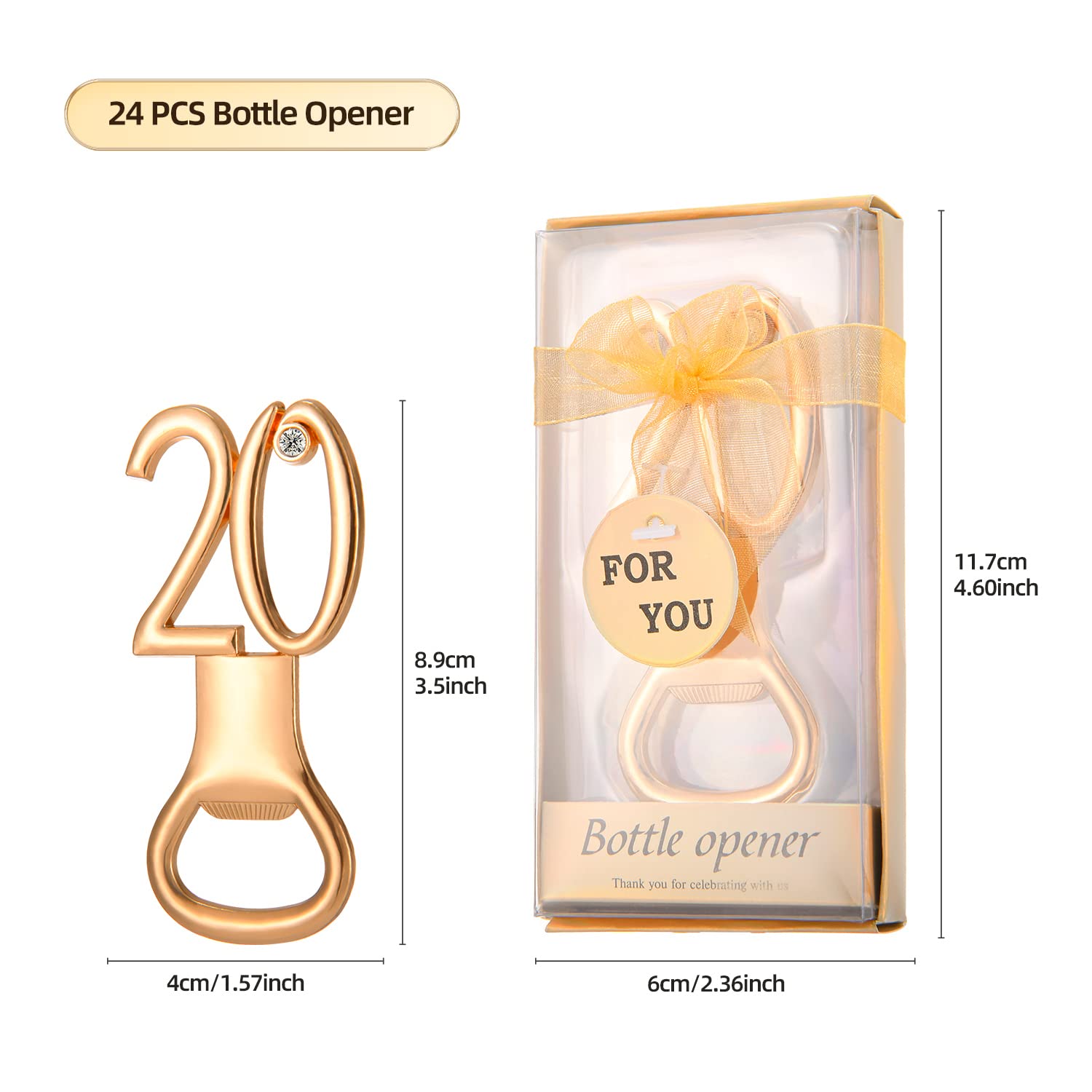 24 Pieces/Packs 20 Bottle Openers for 20th Birthday Party Favors Wedding Anniversary Gidts Decorations or Souvenirs for Guests with Gift Boxes Party Giveaways for Adults (20)