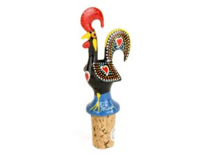 vintage traditional portuguese aluminum rooster bottle stopper made in portugal (black)