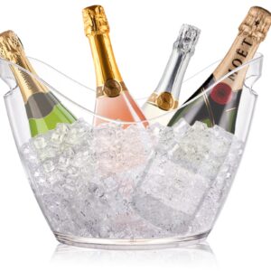 Yesland 8L Large Ice Buckets Clear Acrylic Drink Bucket Beverage Tub Wine Champagne Bucket - Storage Tub for Wine, Champagne or Beer Bottles Parties and Home Bar