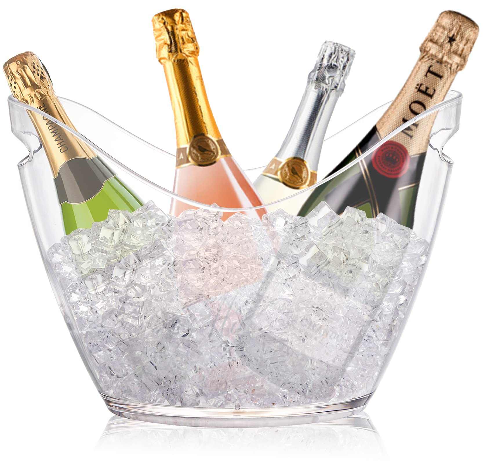 Yesland 8L Large Ice Buckets Clear Acrylic Drink Bucket Beverage Tub Wine Champagne Bucket - Storage Tub for Wine, Champagne or Beer Bottles Parties and Home Bar