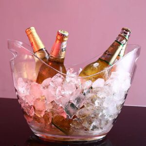 Yesland 8L Large Ice Buckets Clear Acrylic Drink Bucket Beverage Tub Wine Champagne Bucket - Storage Tub for Wine, Champagne or Beer Bottles Parties and Home Bar