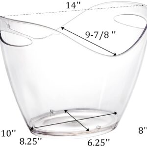 Yesland 8L Large Ice Buckets Clear Acrylic Drink Bucket Beverage Tub Wine Champagne Bucket - Storage Tub for Wine, Champagne or Beer Bottles Parties and Home Bar