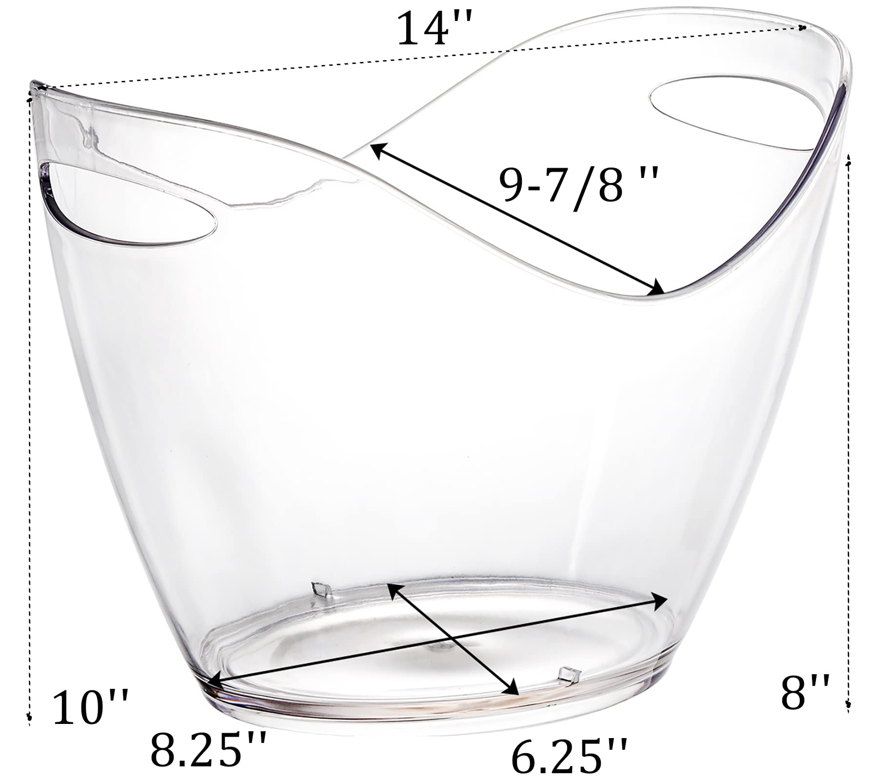 Yesland 8L Large Ice Buckets Clear Acrylic Drink Bucket Beverage Tub Wine Champagne Bucket - Storage Tub for Wine, Champagne or Beer Bottles Parties and Home Bar