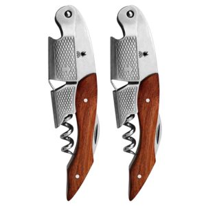 pineapple [2 pack] corkscrew wine opener with foil cutter, manual bottle opener wine key for servers, bartenders, waiters, sommeliers (rosewood)