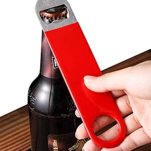 JCD 3 Pack Heavy Duty Stainless Steel Flat Bottle Opener, Solid and Durable Beer Openers, Red, Black, Green, 7 inches