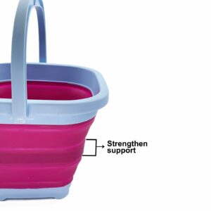 SAMMART 5L (1.3 Gallon) Collapsible Rectangular Handy Basket/Bucket (Cool Blue/Flamingo (Set of 2))