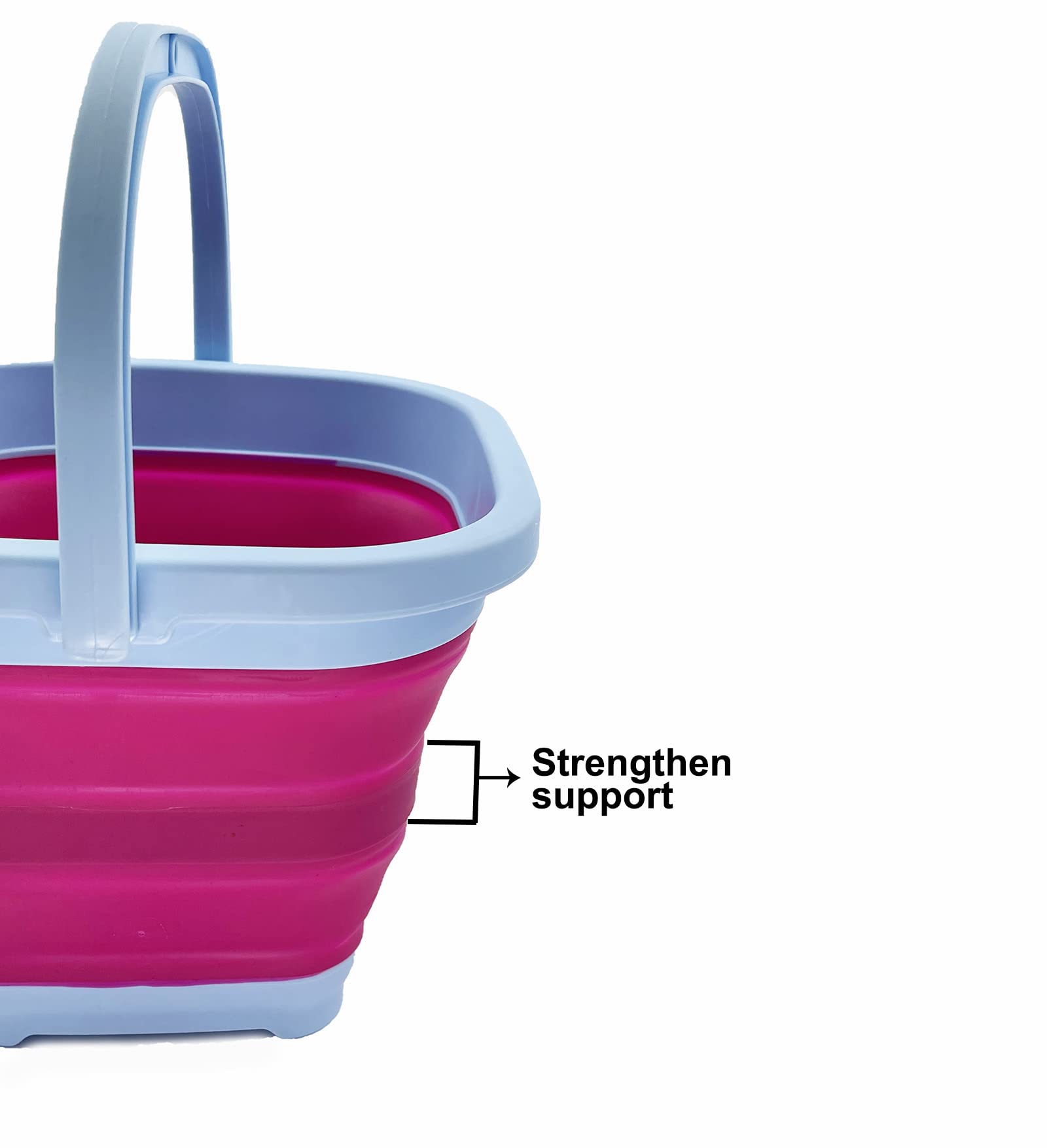 SAMMART 5L (1.3 Gallon) Collapsible Rectangular Handy Basket/Bucket (Cool Blue/Flamingo (Set of 2))